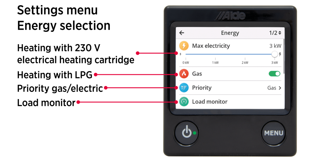 Alde Compact 3030 control panel - Alde