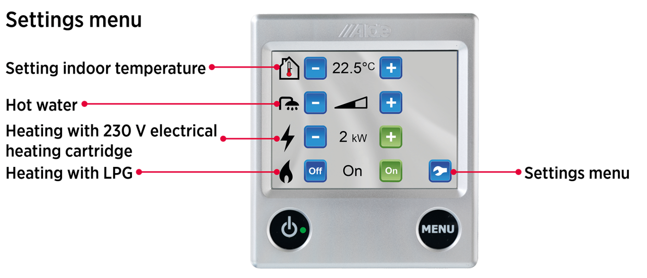 Alde Compact 3010 colour touch control panel - Alde