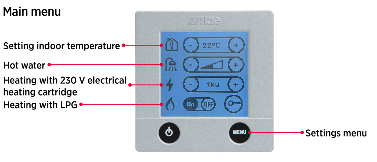 Alde Compact 3010 B/W touch control panel - Alde