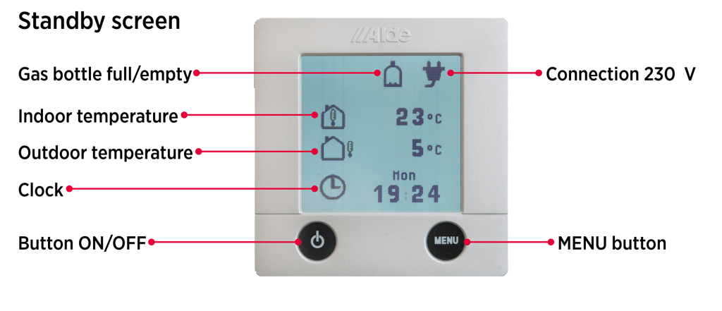 Alde Compact 3010 B/W touch control panel - Alde